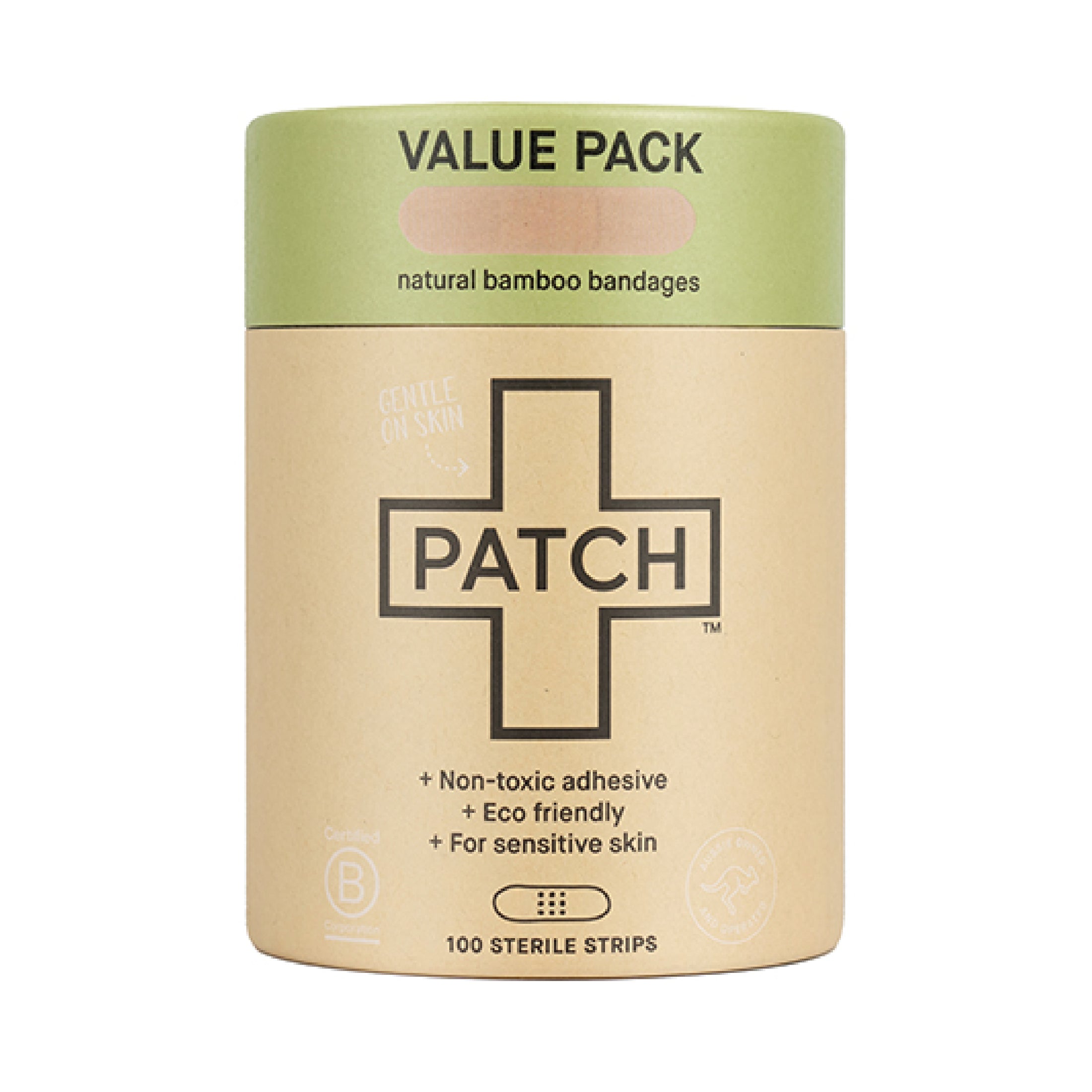 PATCH Natural Bamboo Bandages, Hypoallergenic for Sensitive Skin ...